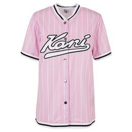 Karl Kani Langarmhemd &raquo;Damen KW231-048-1 KK Varsity Pinstripe Baseball Shirt&laquo; 1 Stk. pink/white XXS - US-Gr&ouml;&szlig;en US-Gr&ouml;&szlig;en XXS KOMFORT OHNE GRENZEN:...