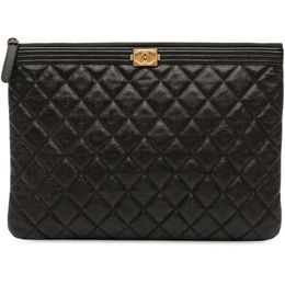 Chanel Clutches - Medium Quilted Caviar Boy O Case Clutch - Gr. unisize - in Schwarz - f&uuml;r Damen