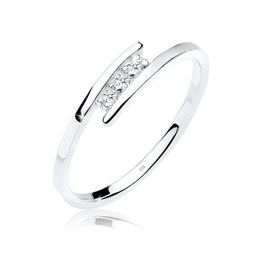 Elli Ringe - Ring Klassiker Trio Diamant 0.04 ct. 925 Silber - Gr. 58 MM - in Wei&szlig; - f&uuml;r Damen