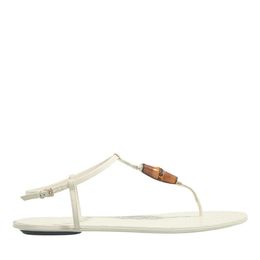 Gucci Low-Top Sneaker - Thong Malaga Kid Leather Sandals - Gr. 40 (EU) - in Creme - f&uuml;r Damen