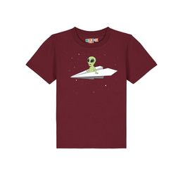 Watabout.kids Shirt 'Alien On A Paper Plane' boy Red size 110/116
