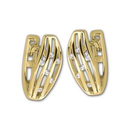 GoldDream Echtgold, 333er Gelbgold Damen Creolen Stripes Ohrring ca. 11mm ca. 12mm | Gr.: onesize