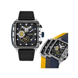 Chronograph-Armbanduhr Police Clout schwarz, blau extra groß (ca. 43x43,8mm) | Gr.: onesize