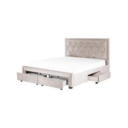 Beliani Doppelbett LIEVIN in Beige - (W) 185 x (H) 122 x (L) 217 cm | Gr.: onesize