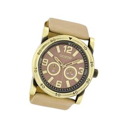 Analog-Armbanduhr Oozoo Timepieces beige extra gro&szlig; (ca. 47mm) | Gr.: onesize