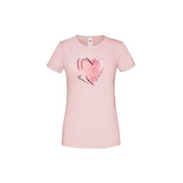 PAULGOS Damen T-Shirt, Love-Herz in Rosa | Gr.: S