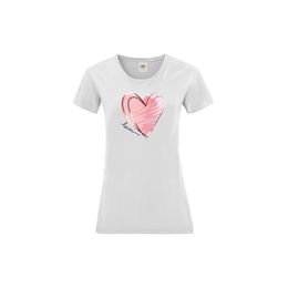 PAULGOS Damen T-Shirt, Love-Herz in Weiss | Gr.: XS