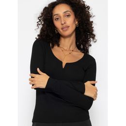 SASSYCLASSY Geripptes Langarmshirt in schwarz | Gr.: M