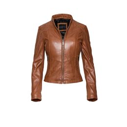 Bugatti Moderne Lederjacke aus reinem Leder mit Stehkragen Damen Gr&ouml;&szlig;e L cognac