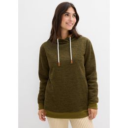 bonprix Long-Sweatshirt, gr&uuml;n, Gr.48/50 (XL), Langes Sweatshirt mit Super-Kuschel