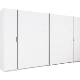 Schwebetürenschrank Rauch "Kleiderschrank Drehtürenschrank Schrank Garderobe KRONACH TOPSELLER", weiß (alpinweiß, griffleisten graumetallic), B:354cm H:210cm T:59cm, Holzwerkstoff, Schränke, Schwebetürenschrank, mit Dreh- und Schwebetüren und vielen Einlegeböden MADE IN GERMANY, Topseller
