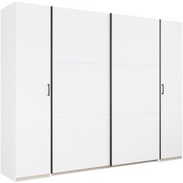 Schwebetürenschrank Rauch "Kleiderschrank Drehtürenschrank Schrank Garderobe KRONACH TOPSELLER", weiß (alpinweiß, griffleisten graumetallic), B:268cm H:210cm T:59cm, Holzwerkstoff, Schränke, Schwebetürenschrank, mit Dreh- und Schwebetüren und vielen Einlegeböden MADE IN GERMANY, Topseller