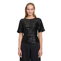 Kurzarmshirt Vera Mont "Damen mit Fl&uuml;gel&auml;rmeln", Damen, Gr. 42, schwarz, Obermaterial: 93% Polyester, 7% Elasthan; Futter: 100% Polyester, festlich, figurbetont normal, Rundhals, Shirts, Pailletten