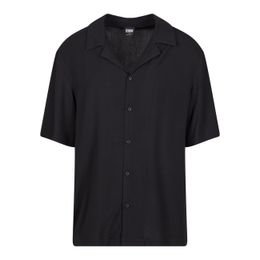Langarmhemd Urban Classics "Urban Classics Herren Loose Viscose Shirt", Herren, Gr. L, US-Größen, schwarz, 100% Viskose, mehrfarbig, Hemden