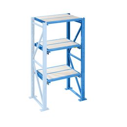 LISTA Schwerlast-Auszugregal, Einschubbreite 890 mm, Tiefe 1260 mm, Anbauregal, lichtblau