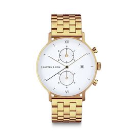 Kapten & Son Kapten & Son Uhr 'Chrono Gold Steel' Herren Größe One Size gold / weiß