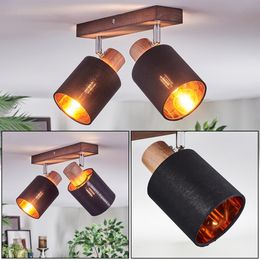 hofstein Fallhagen Deckenleuchte Chrom, Holz dunkel, 2-flammig