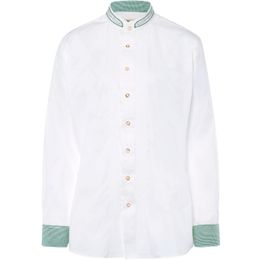 Almsach Slim Fit Hemd mit Stickerei Wei&szlig;/Tanne (Gr&ouml;&szlig;e: L)
