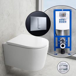 neoro n50 Komplett-SET Wand-WC mit SilentPowerFlush und neeos Vorwandelement,, BN0510WH+16791CR#SET,