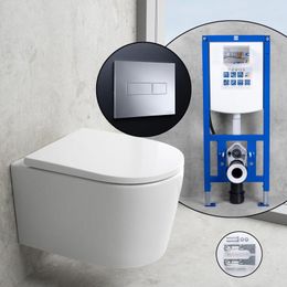 neoro n50 Komplett-SET Wand-WC mit SilentPowerFlush und neeos Vorwandelement,, BN0510WH+16601CR#SET,