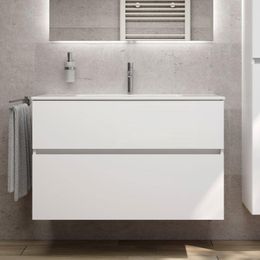 evineo ineo5 evo Unterschrank B: 101 cm, 2 Ausz&uuml;gen, mit Griffmulde, f&uuml;r Duravit ME by Starck Waschtisch,, BE0715WM,