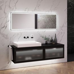 neoro n80 albus Unterschrank B: 180 cm mit 2 Ausz&uuml;gen, mit profilierter Glasfront, mit Spiegel, Waschtisch B: 80,5 cm,