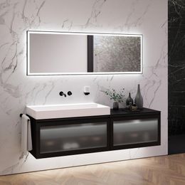 neoro n80 albus Unterschrank B: 180 cm mit 2 Ausz&uuml;gen, mit profilierter Glasfront, mit Spiegel, Waschtisch B: 100,5 cm,