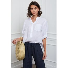 Fleur de Lin Leinen-Bluse "Helly" in Wei&szlig; - 73% | Gr&ouml;&szlig;e L | Damen-blusen