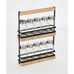 zeller Gew&uuml;rzst&auml;nder-Set Glas/Metall/Bambus 11-teilig 22,7 x 30 x 4,7 cm