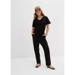 bonprix Jersey-Jumpsuit mit Bio-Baumwolle, schwarz, mit Baumwolle