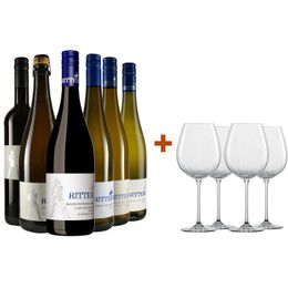 Weingut Ritter Festtagspaket + 4x Zwiesel Rotweinglas Prizma Trocken - Nahe &ndash; Probierpaket Qualit&auml;tswein