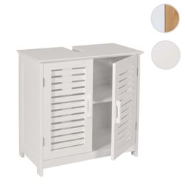 Mendler Waschbeckenunterschrank HWC-B41, Badezimmer Unterschrank Badschrank mit Staufach, Bambus MDF 60x60x3 60374