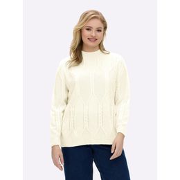 sheego Gro&szlig;e Gr&ouml;&szlig;en Langarm-Pullover mit Zopfmuster, ecru, Gr&ouml;&szlig;e 54 - Damen