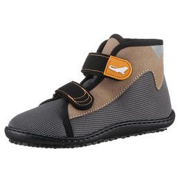 Barfu&szlig;schuh Leguano "LEGUANITO SCIPPO", Kinder, Gr. 26, grau (grau, beige), Textil, Schuhe Barfu&szlig;schuh, Klettschuh, Bequemschuh, Flat mit verstellbaren Klettverschl&uuml;ssen