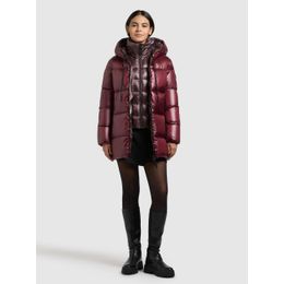 Steppjacke KHUJO "DASHA 2IN1 (EINSATZ HERAUSNEHMBAR)", Damen, Gr. M, mahagoni rot, 100% Nylon, unifarben, eingesetzt elastischer Bund mit Windstopper, Jacken Steppjacke