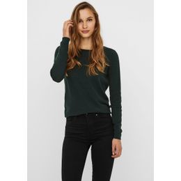 V&eacute;ro Moda Rundhalspullover VERO MODA "VMCARE STRUCTURE LS O-NECK BLOUSE", Damen, Gr. L, gr&uuml;n (pine grove), Strick, Obermaterial: 100% Baumwolle, Strukturmuster, unifarben, figurbetont h&uuml;ftbedeckend, Rundhals, Pullover Rundhalspullover, aus Bio-Baumwolle
