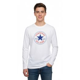 Langarmshirt Converse "CNVB CHUCK PATCH LS TEE", Jungen, Gr. 134/140, weiß, Sweatware, Obermaterial: 100% Baumwolle, normal, Rundhals, eingesetzt abgesteppt, Shirts Langarmshirt, für Kinder
