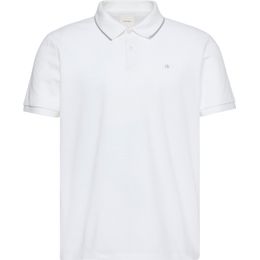 Poloshirt Calvin Klein "SS RFND PQ TPPD CLSS", Herren, Gr. XXL, wei&szlig; (hellwei&szlig;), Piqu&eacute;, Obermaterial: 100% Baumwolle, unifarben, regular fit normal, Rundhals, eingesetzt angesetztes B&uuml;ndchen, Shirts, Mit Rundhalsausschnitt