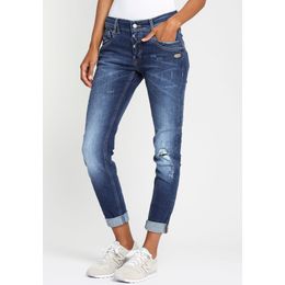 Relax-fit-Jeans Gang "94GERDA", Damen, Gr. 29, N-Gr, blau (blau used), Denim/Jeans, Obermaterial: 98% Baumwolle, 2% Elasthan, unifarben, relaxed fit lang, Jeans, mit besonderer Struktur