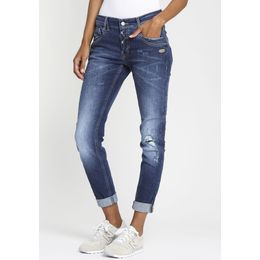Relax-fit-Jeans Gang "94GERDA", Damen, Gr. 26, N-Gr, blau (blau used), Denim/Jeans, Obermaterial: 98% Baumwolle, 2% Elasthan, unifarben, relaxed fit lang, Jeans, mit besonderer Struktur