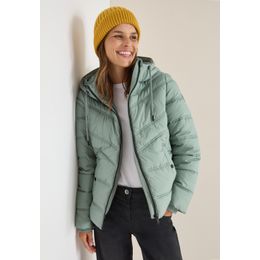 Steppjacke Cecil, Damen, Gr. M (40), smoke salvia, Web, Obermaterial: 100% Polyester. Futter: 100% Polyester, unifarben, regular fit normal, elastischer Bund, Jacken Steppjacke, mit Kapuze