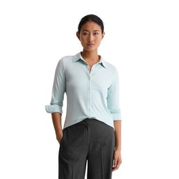 Marc O'Polo Blusenshirt MARC O'POLO "aus LENZING&trade; ECOVERO&trade;", Damen, Gr. L, silber (silbery blau), Obermaterial: 94% Viskose, 6% Elasthan, unifarben, skinny fit, B&uuml;ndchen, Shirts Blusenshirt