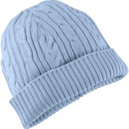 Damen Strickm&uuml;tze mit Zopf- und Rippenmuster eisblau, Gr&ouml;&szlig;e 0