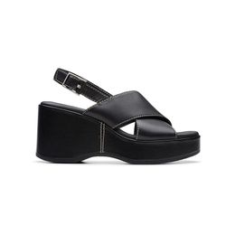 Clarks Leder-Keilsandaletten "Manon Wish" in Schwarz - 53% | Größe 39,5 | Damen-sandalen