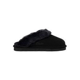 Clarks Leder-Hausschuhe in Schwarz - 65% | Gr&ouml;&szlig;e 42 | Damen-pantoletten