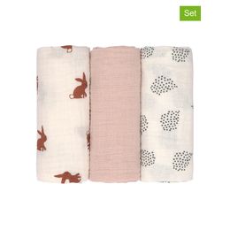 Lässig Lässig 3er-Set Mulltücher "Little Forest Rabbit" in Creme/ Rosa - (L)60 x (B)60 cm - 38% | Baby-spucktuecher