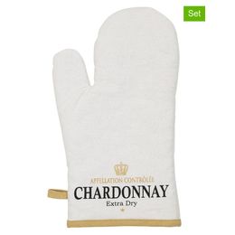 MARS & MORE Mars & More 2er-Set: Ofenhandschuhe "Chardonnay" in Weiß - (L)33 x (B)17 cm - 52% |