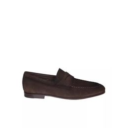 Santoni Loafer - Suede Moccasin - Gr. 10 - in Wei&szlig; - f&uuml;r Damen