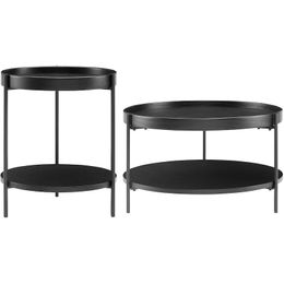 Salesfever Couchtisch »Chicago Couchtisch-Set rund 2-teilig mit 2 Ablageflächen« Set, 2 Stk. tlg. mit je 2 Ablageflächen Schwarz + Schwarz + Schwarz