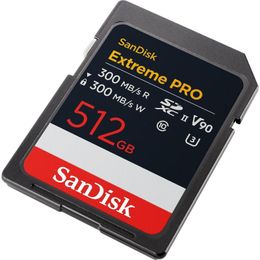 Sandisk Speicherkarte &raquo;SDXC Extreme PRO&laquo; (512 GB UHS-I Class 10 300 MB/s Lesegeschwindigkeit) schwarz Mit ihrer IP68-Schutzklasse ist sie...